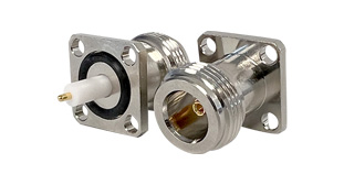 N-Type Female Panel Mount 4-Hole Flange 50 Ohm Connector | Coax Adaptors