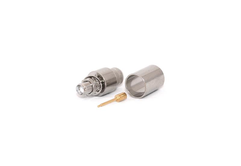 RP-SMA Female Bulkhead CRIMP Connector for LMR400/RG8U | Coax Connectors