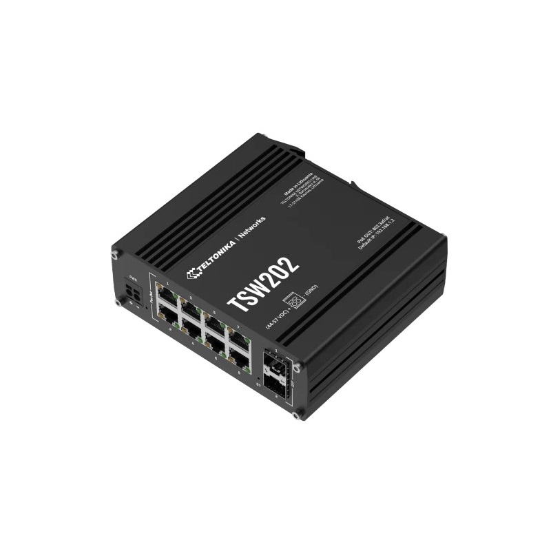 Teltonika TSW202 DIN Rail Mountable Managed PoE+ Switch with 8 x 1Gbps ...
